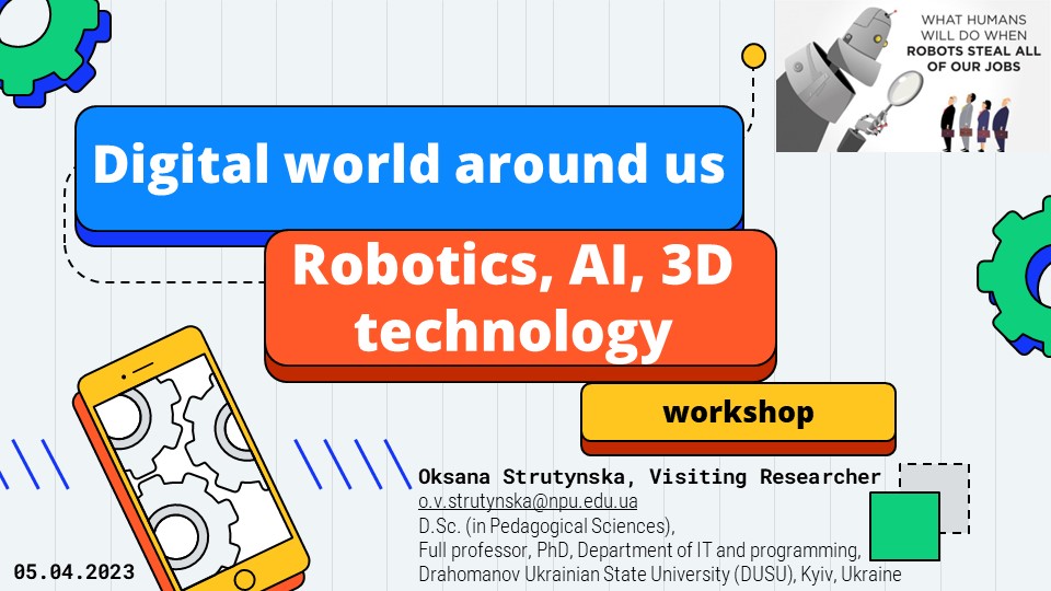 Workshop with Robotics, AI and 3D technology activities for MSc SmartEdTech students during ...